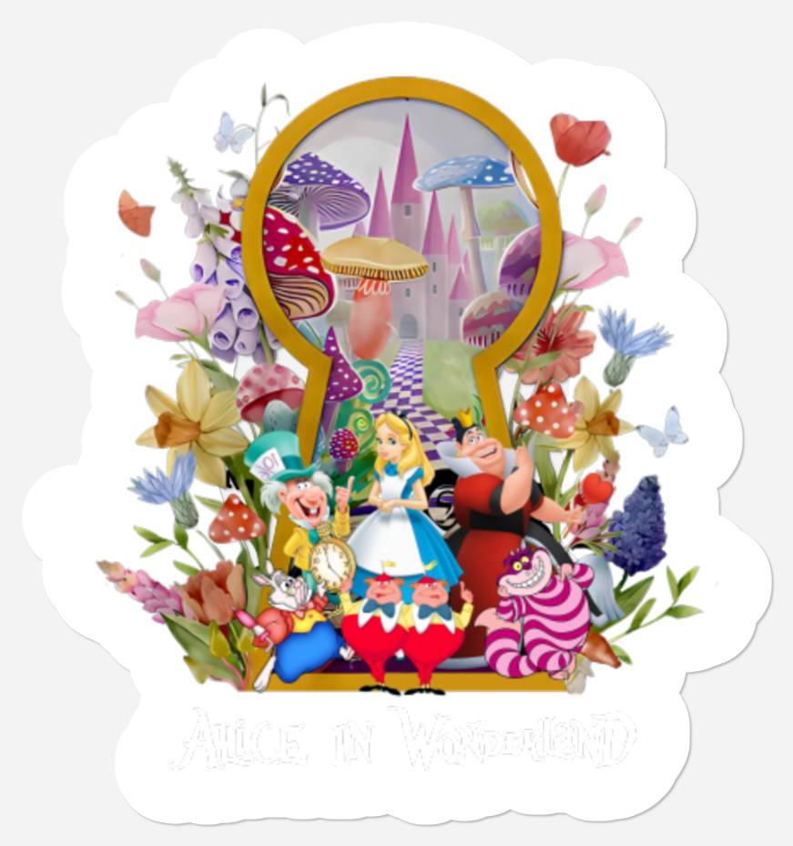 Retro Alice In Wonderland Watercolor Stickers, Retro Disney Stickers ...