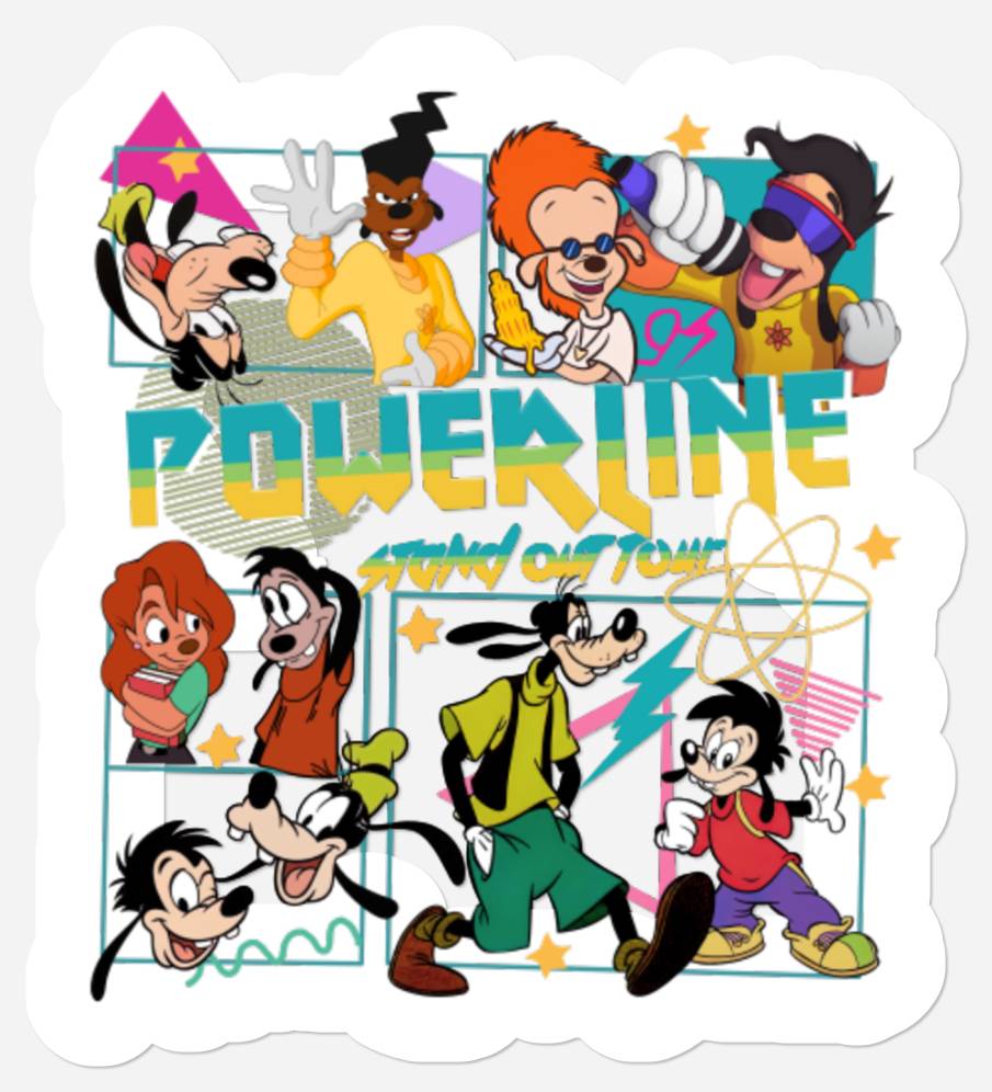 Retro Disney Goofy Movie Powerline Stickers, A Goofy Movie | ID ...