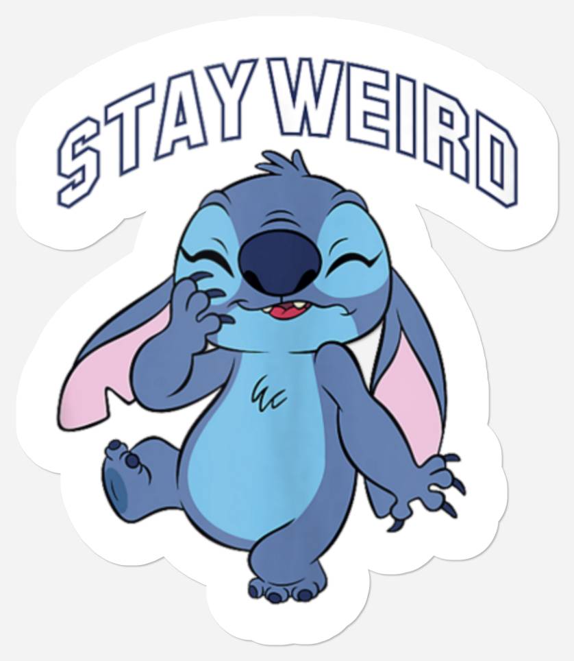 Disney Lilo Stitch Stay Weird Laughing Stitch Portrait Stickers | ID ...