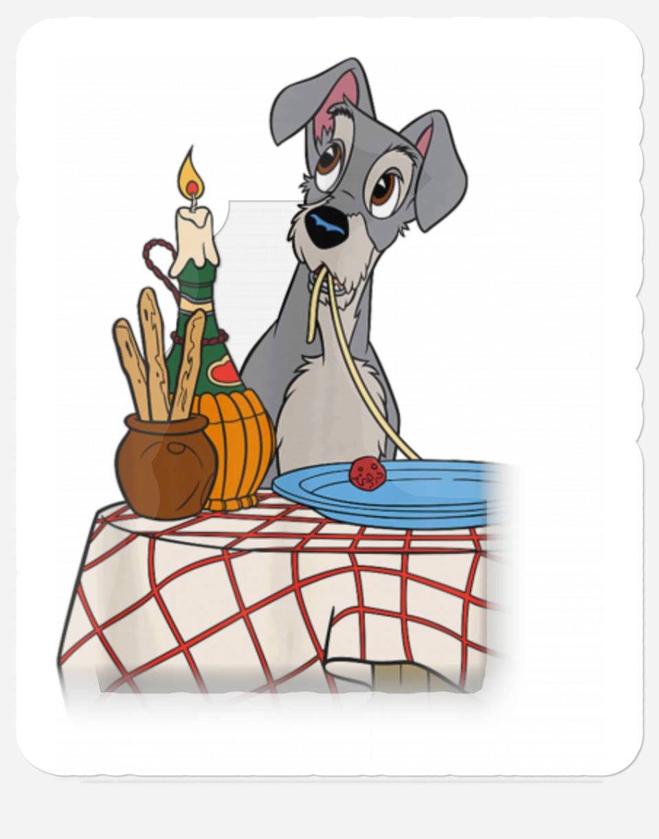 Disneyss Lady And The Tramp Iconic Spaghetti Scene Tramp Side Stickers ...