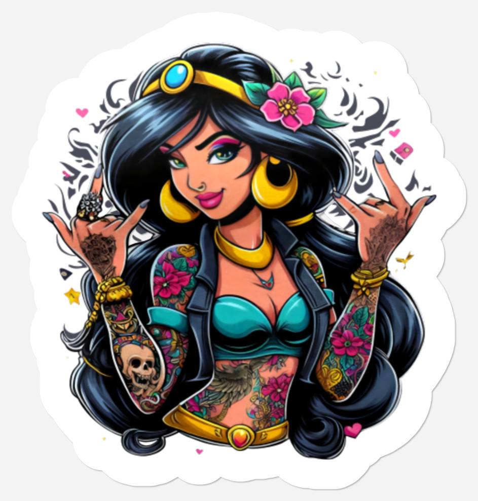 Jasmine Stickers, Disney Princess, Disney Stickers, Rock Punk Tattoo ...
