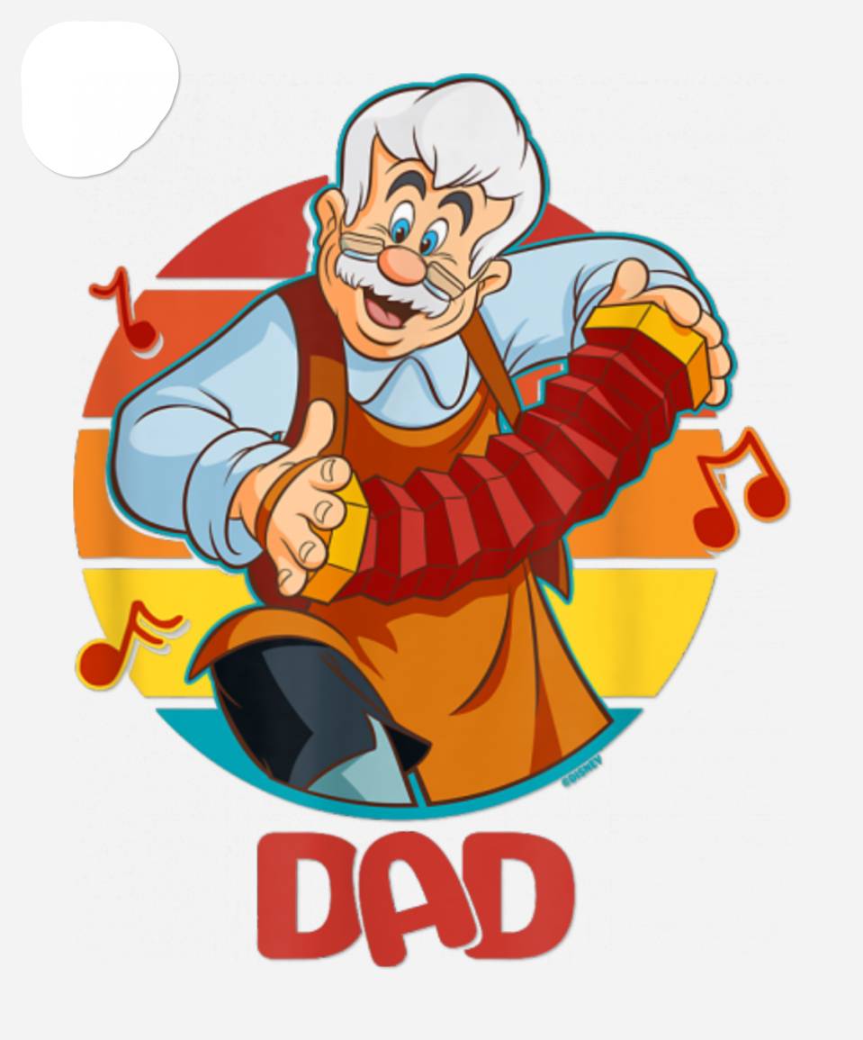 Disney Pinocchio Geppetto Dad Accordion Fathers Day Stickers | ID ...