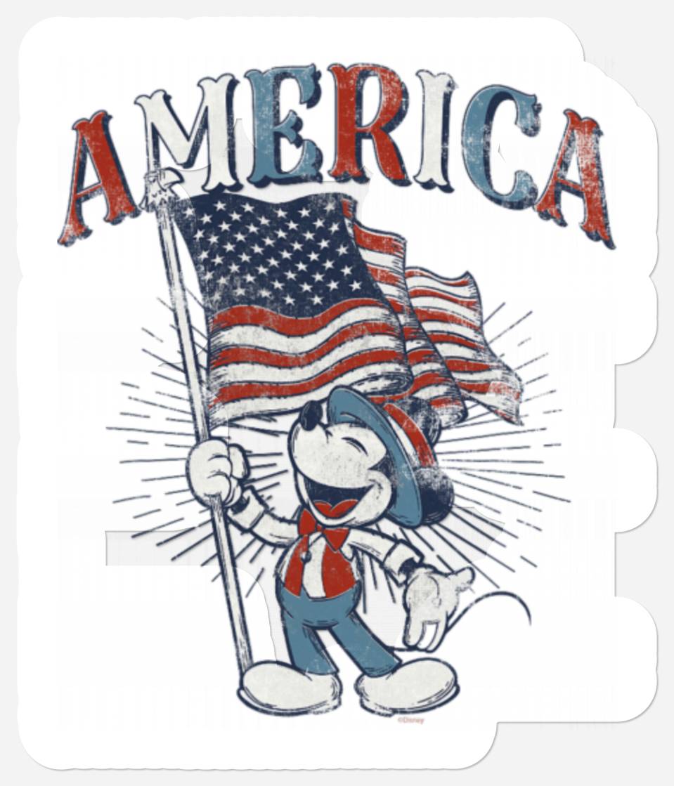 Disney Mickey Mouse with American Flag USA Fourth of July Stickers | ID ...