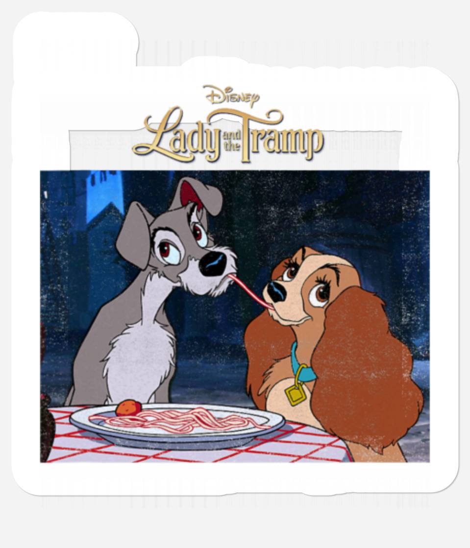 Disney Lady And The Tramp Classic Spaghetti Scene Poster Stickers | ID ...
