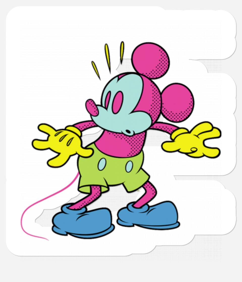 Disney Mickey Mouse Surprise Behind You Retro Pop Art Stickers | ID ...