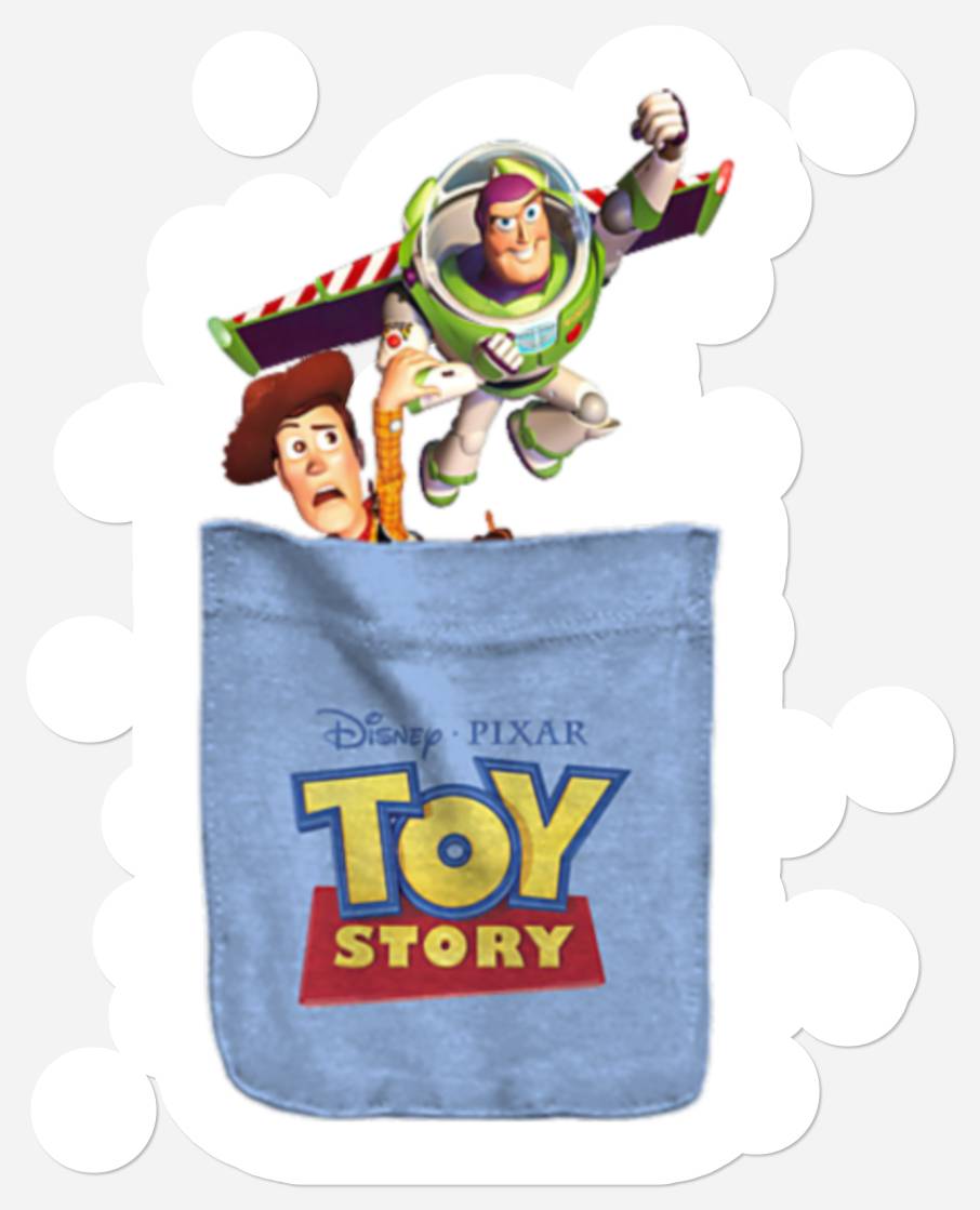Disney Pixar Toy Story Buzz And Woody Flying Pocket Logo Stickers | ID ...