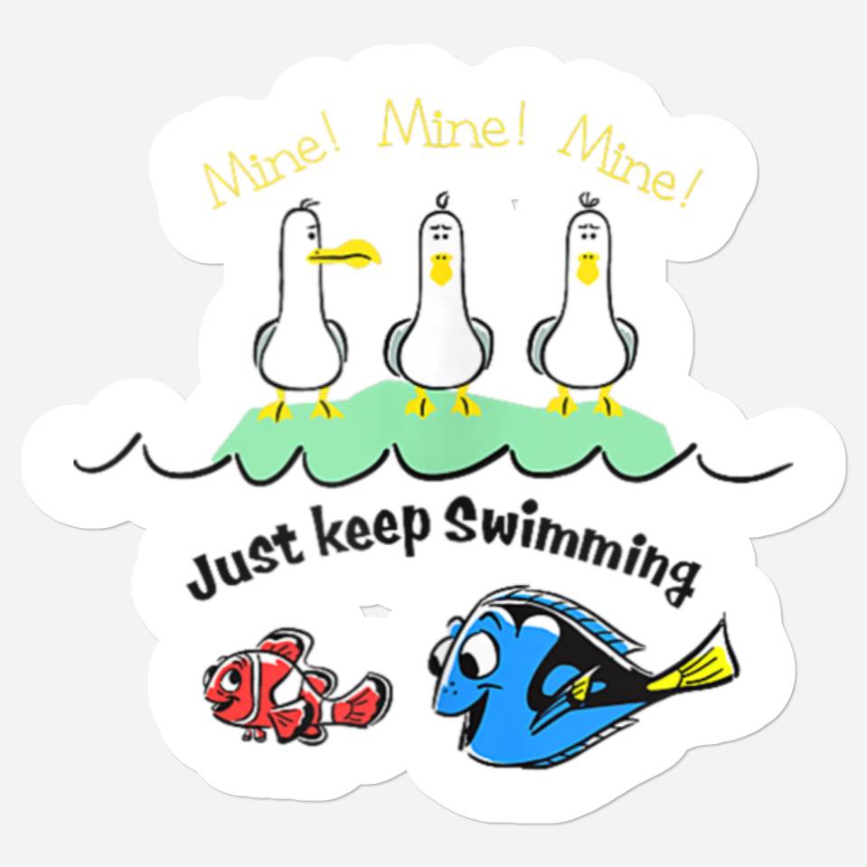 Disneyss Pixars Finding Nemo Dory Seagulls Just Keep Swimming Stickers ...