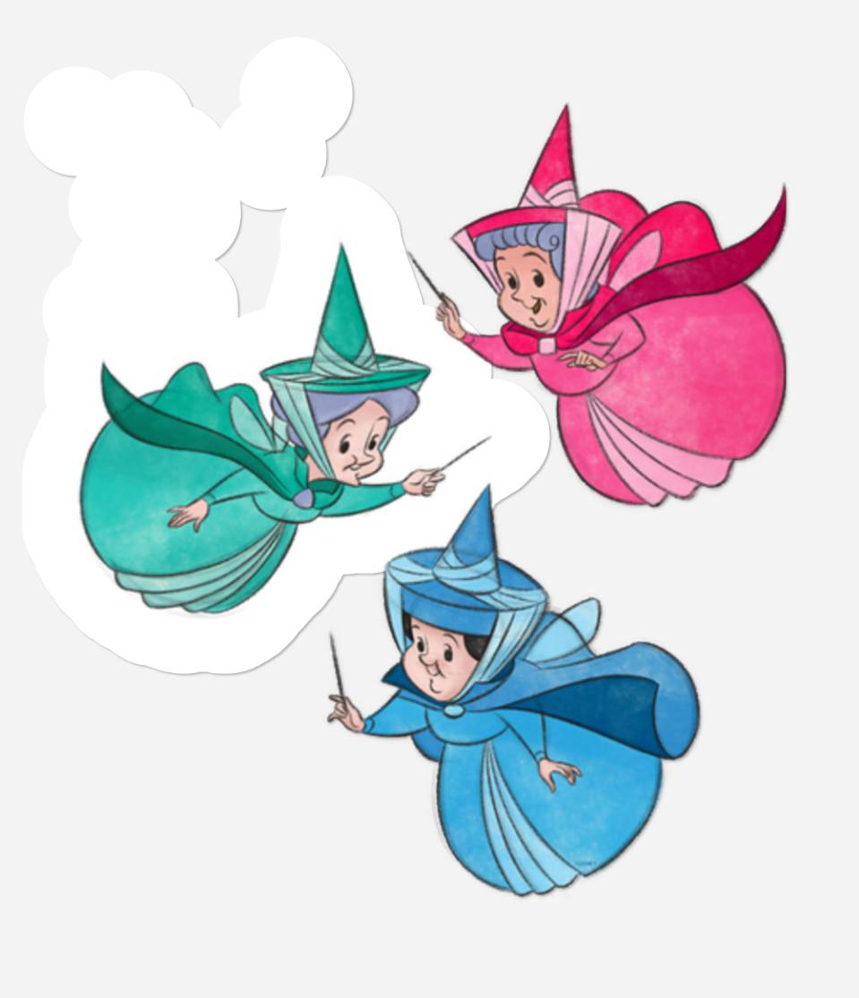 Disney Sleeping Beauty Good Fairies Flora Fauna Merryweather Stickers ...