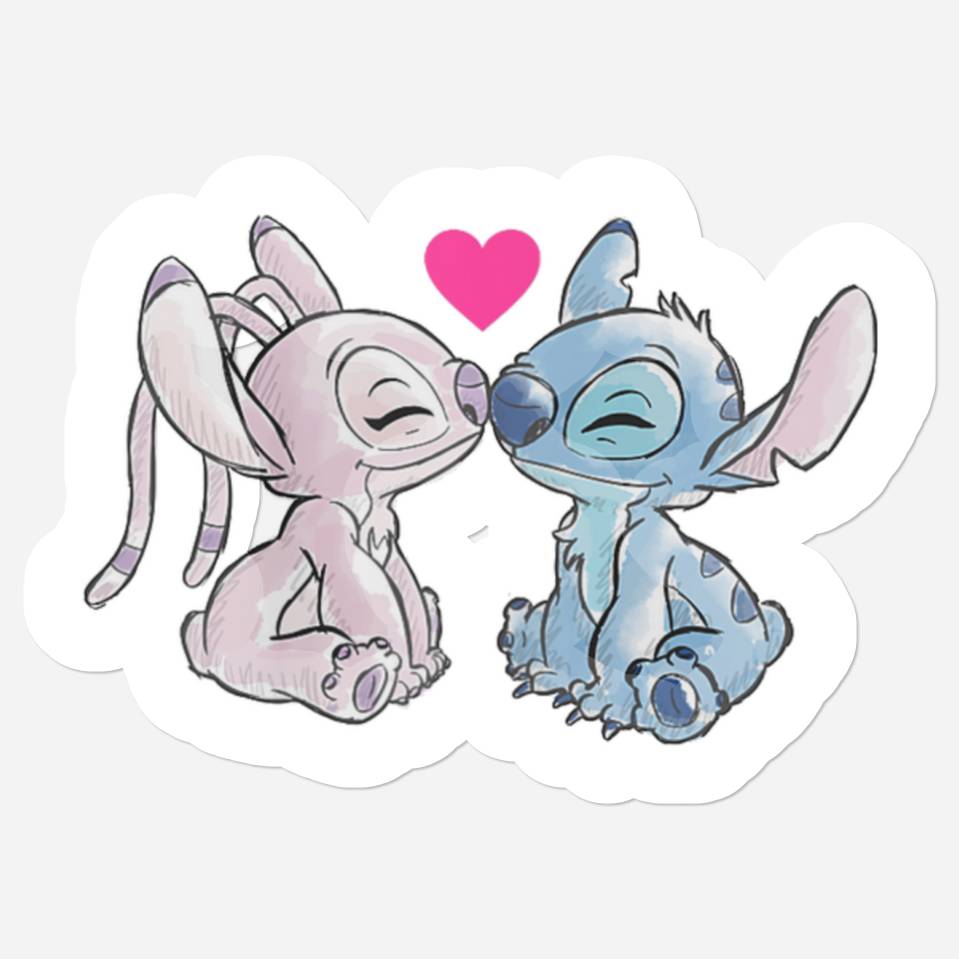 Disney Lilo Stitch Valentine's Day Stitch Angel Couple Stickers | ID ...