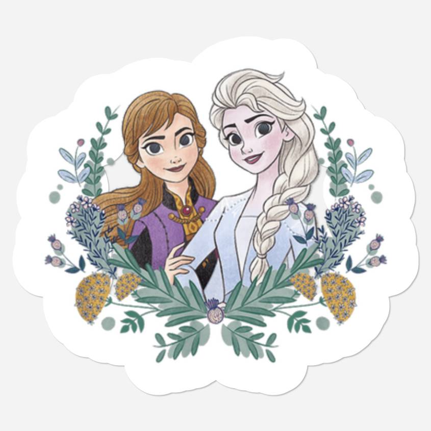 Disney Frozen Anna Elsa Sisters Floral Portrait Stickers | ID 21899614 ...