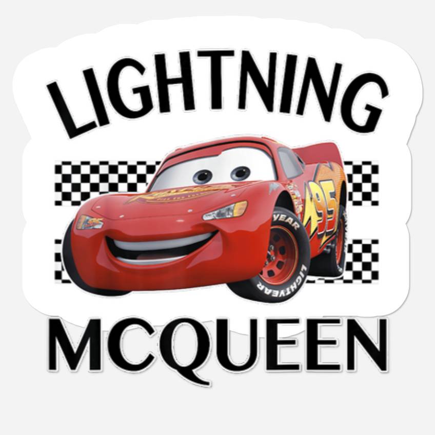 2" x 2" WHITE Disney Pixar Cars Lightning McQueen Finish Graph Stickers
