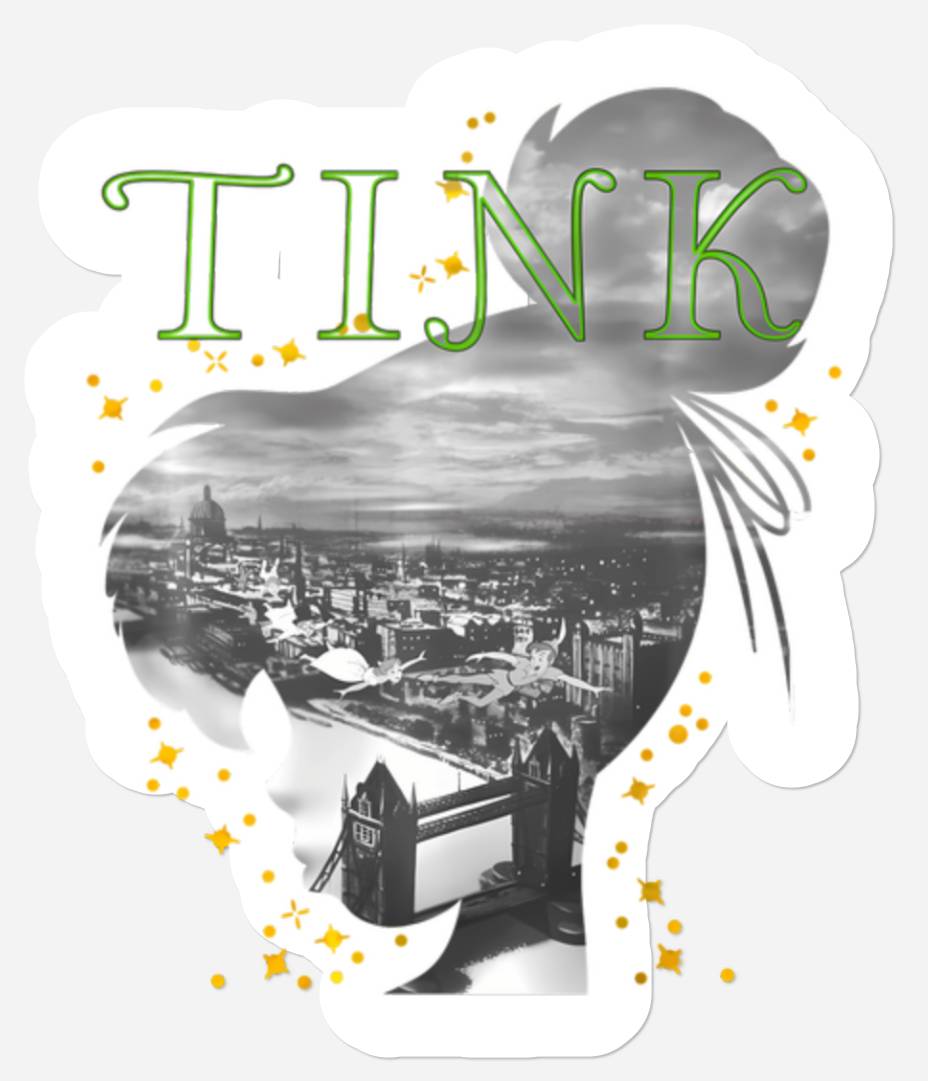 Disney Peter Pan Tinkerbell Silhouette Fill London Bridge Stickers | ID ...