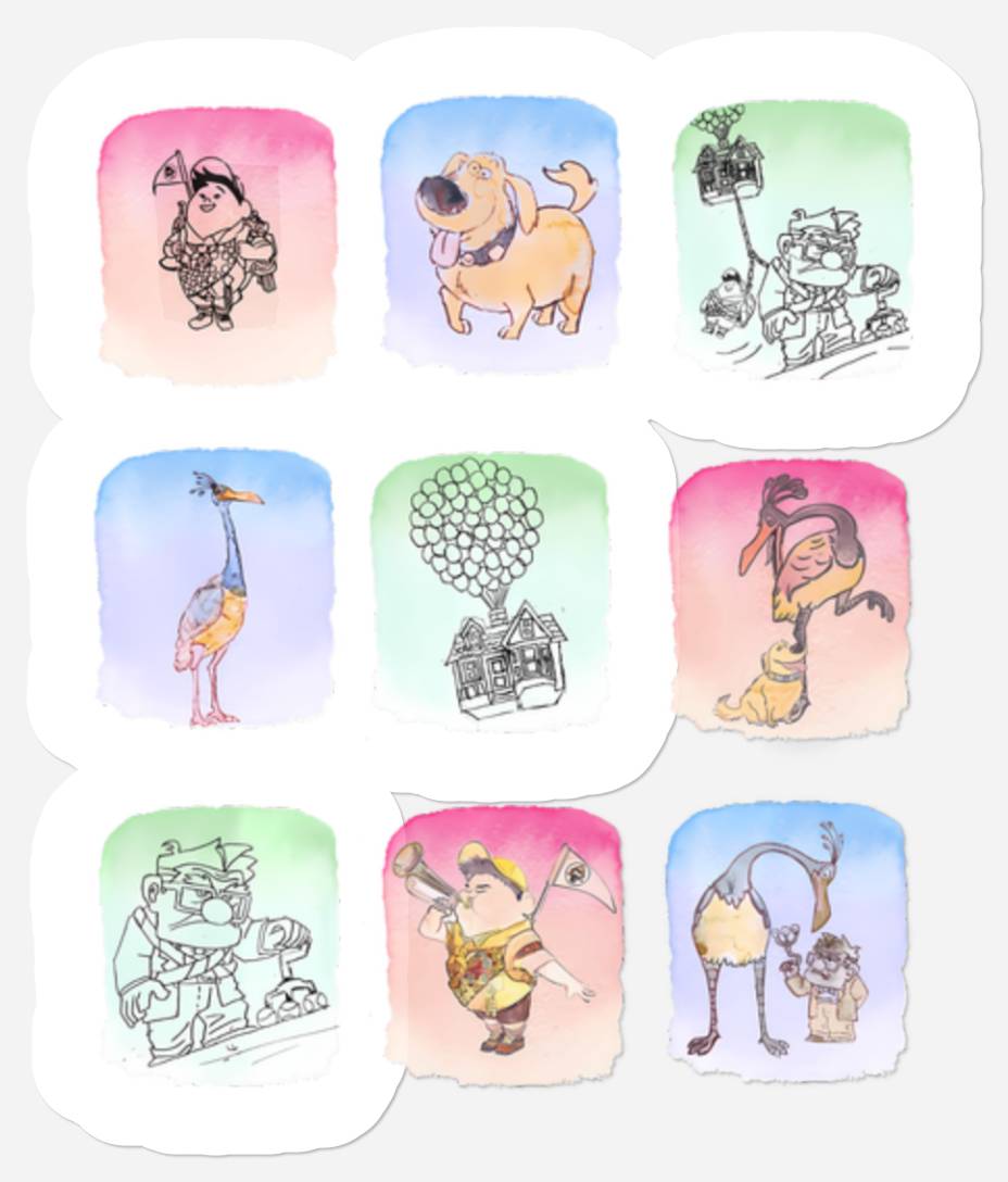 Disney Pixar Up Movie Scene Squares Stickers | ID 22228635 by Eduardo ...