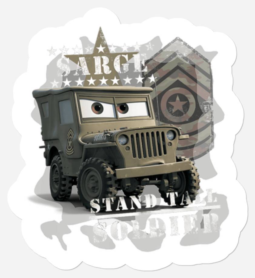 Disney Pixar Cars Sarge Stand Tall Soldier Shot Stickers | ID 22246917 ...