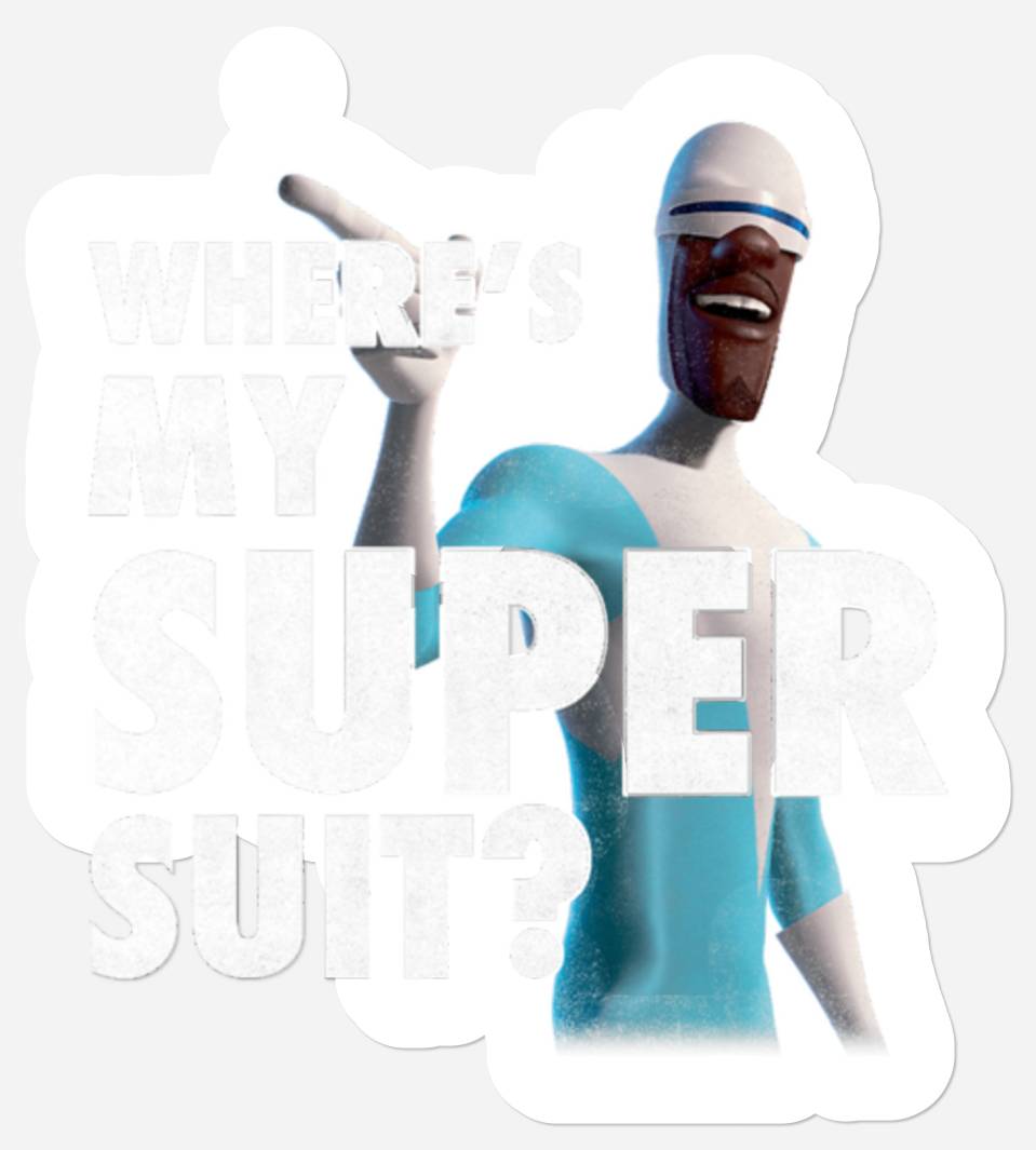 Disney Pixar The Incredibles Vintage Frozone Super Suit Logo Stickers ...