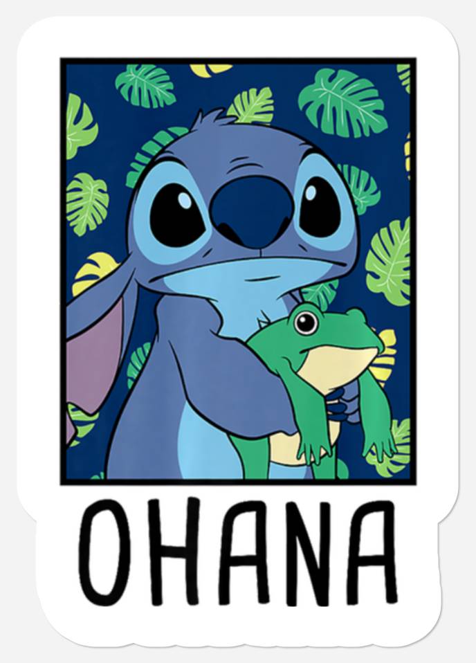 Disney Lilo & Stitch Ohana Cute Stitch Holding Frog Portrait Premium ...