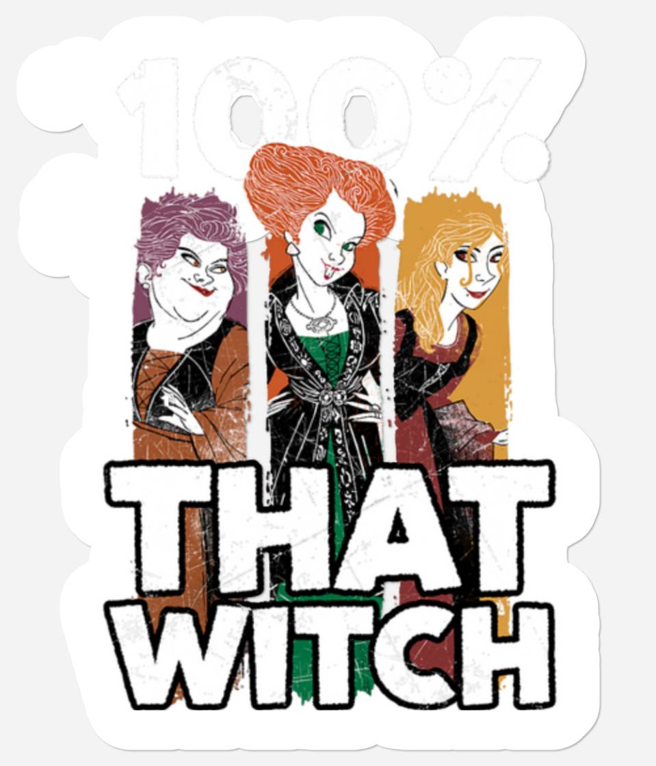 Disney Hocus Pocus Sanderson Sisters 100 That Witch Stickers | ID ...