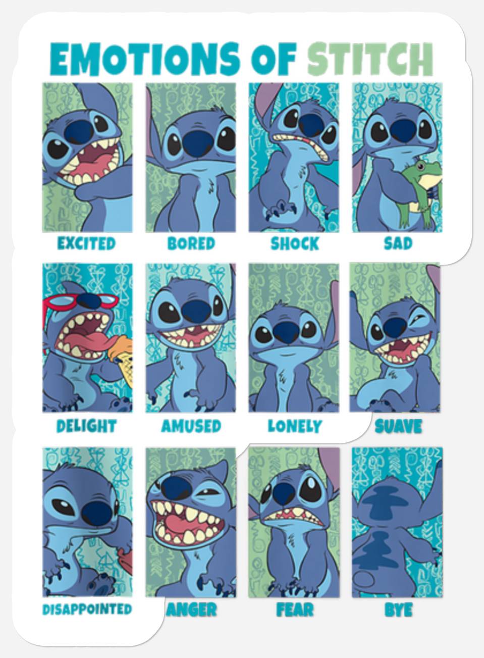 Disneyss Lilo Stitch Emotions Of Stitch Box Up Panels Stickers | ID ...