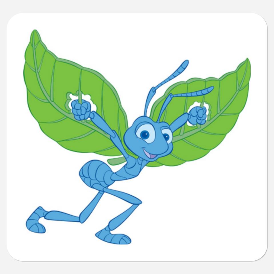 A Bug S Life Flik Flying With Leaves Disney Stickers Id 20403865 By
