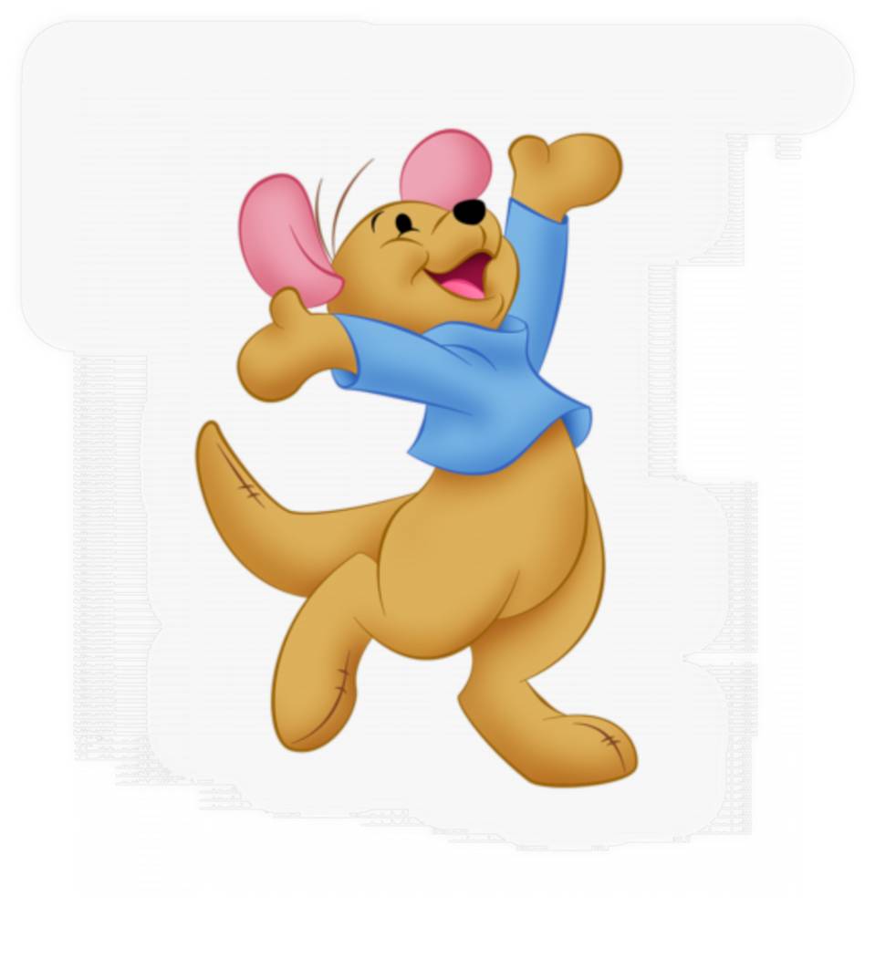 2" x 2" Black Disney Winnie The Pooh Roo Hands Up Cartoon Stickers