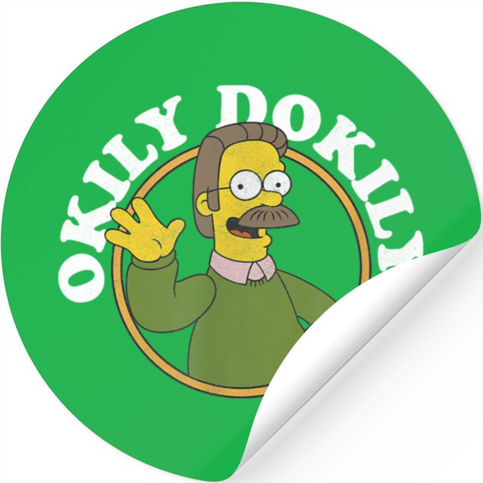 The Simpsons Ned Flanders Okily Dokily Circle Picture Stickers, The ...