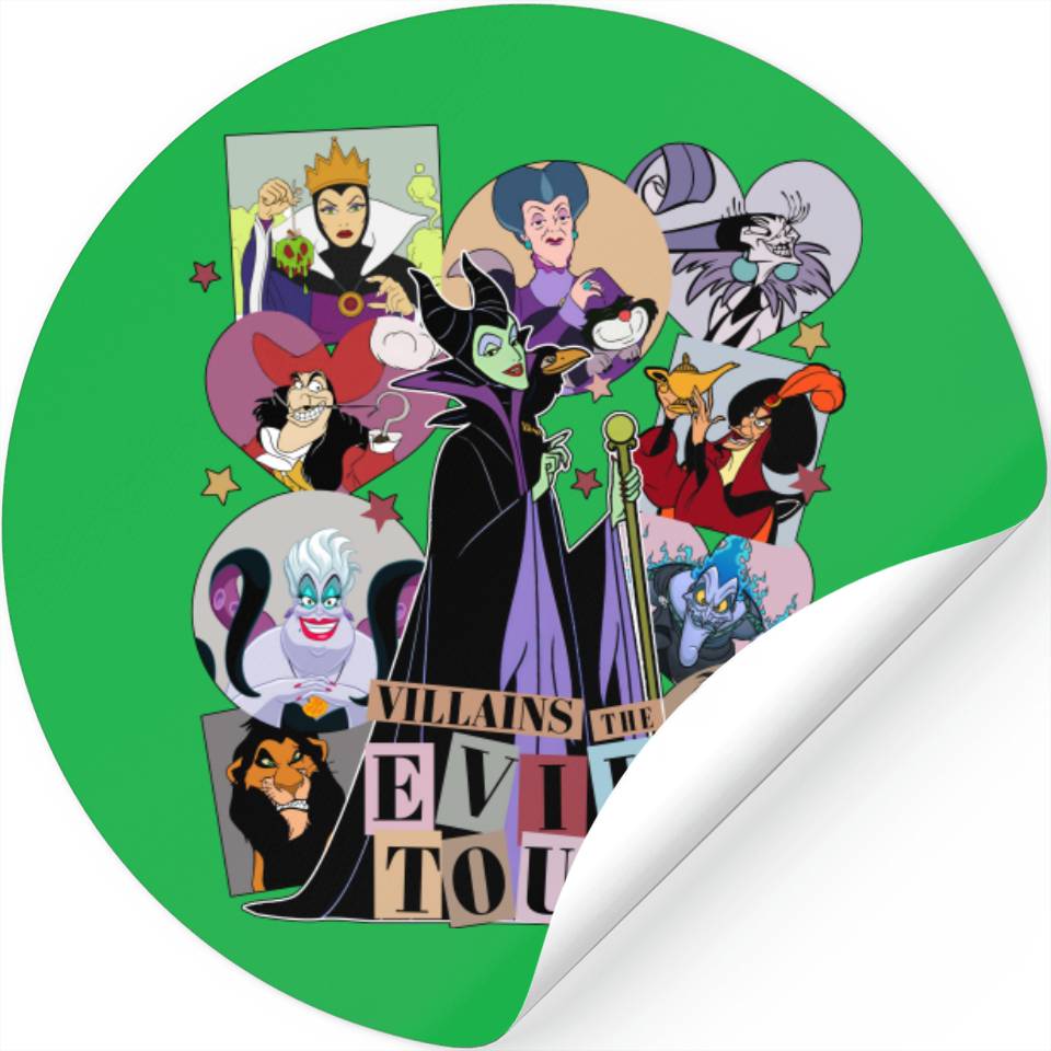 Vintage Disney Villains Evil Tour Stickers, Retro Disney Villains ...