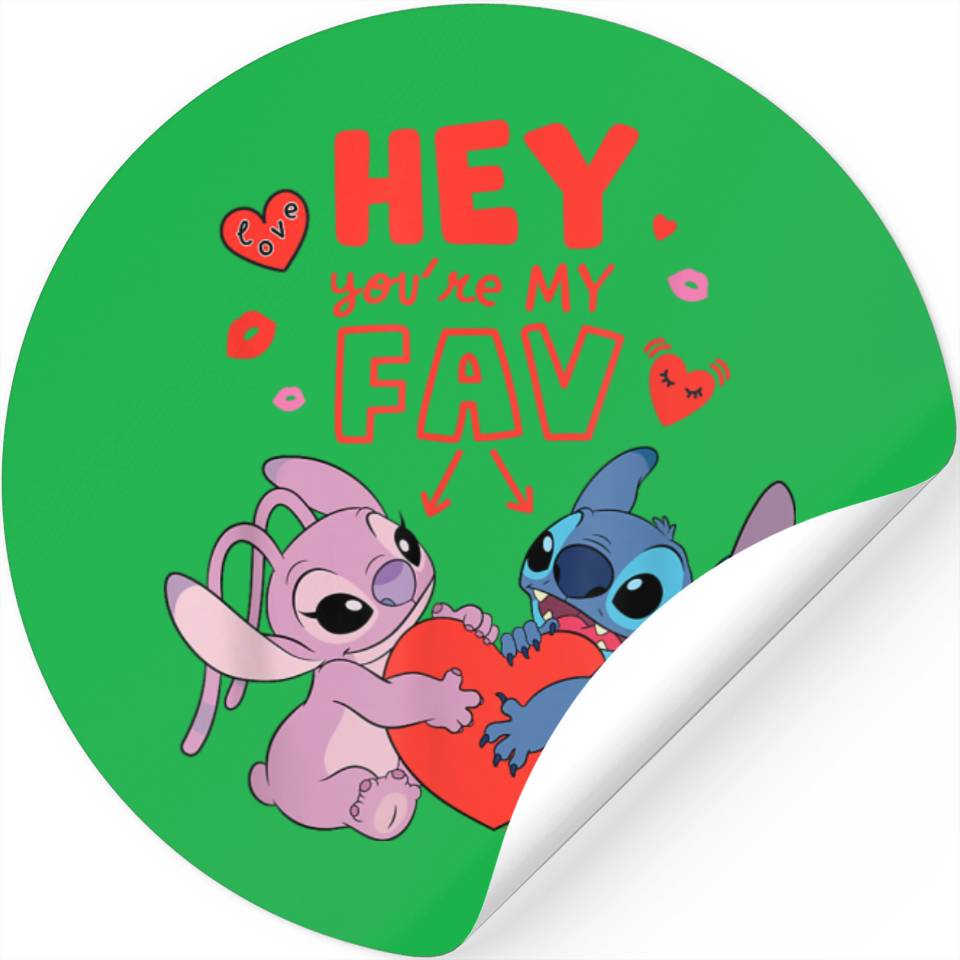 Disney Stitch Angel Hey Youre My Fav Love Valentines Day Stickers | ID ...