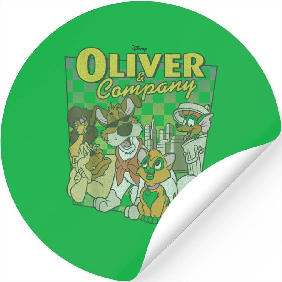 Kelly green 2" x 2" Disney Oliver & Company Checkerboard Poster T-Shirt ...