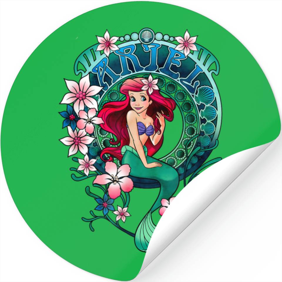 Disneyss The Little Mermaid Vintages Ariel Floral Nouveau Stickers | ID ...