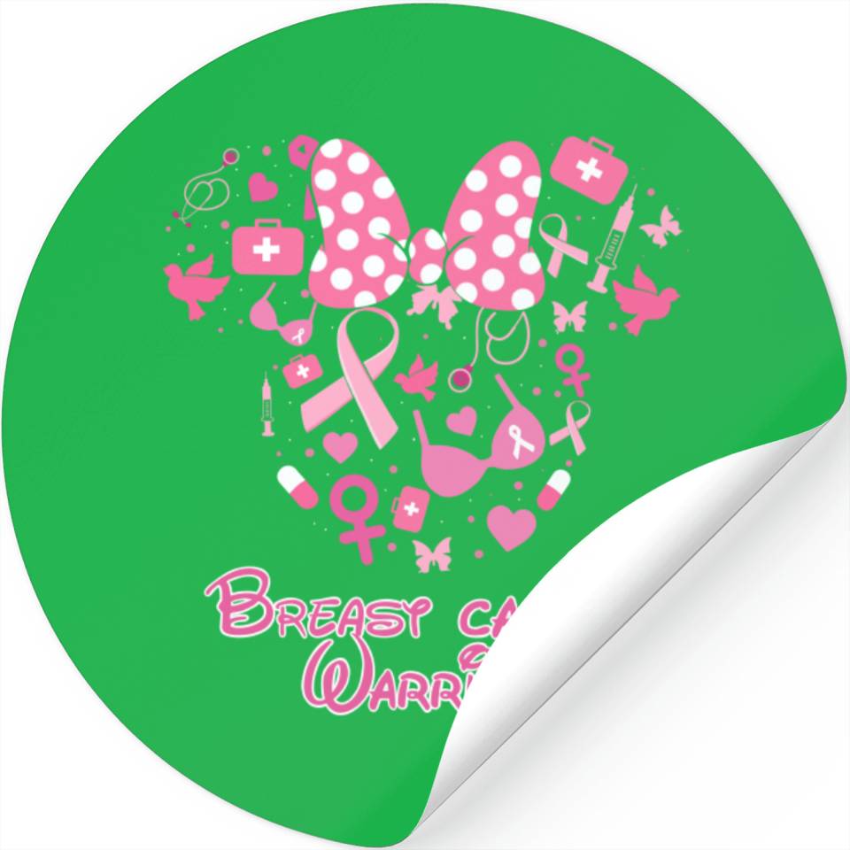 Breast Cancer Warrior Stickers, Disney Minnie Head With Pink Bowtie ...