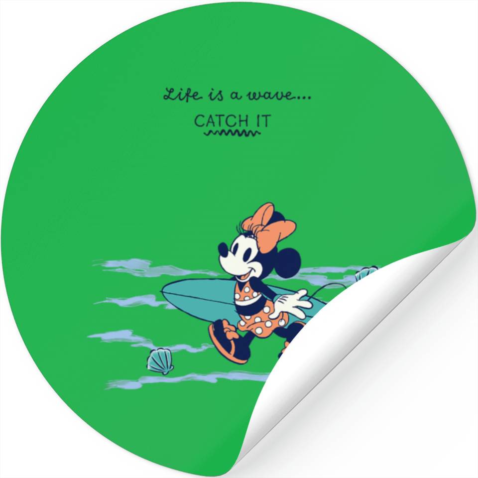 Disney Minnie Mouse Life Is A Wave Catch It Surfer Stickers | ID ...