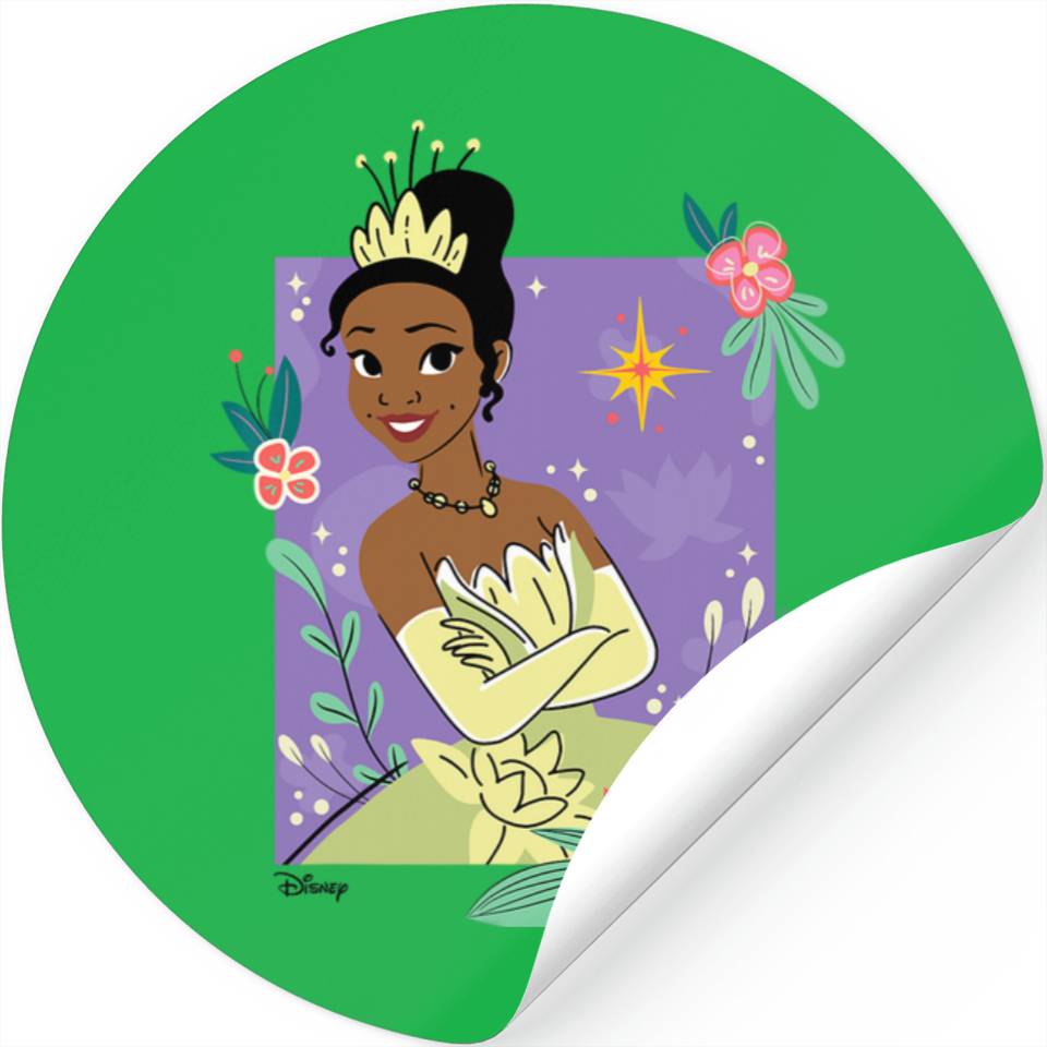 Kelly green 2" x 2" Disney Princess - Tiana Princess And The Frog Stickers