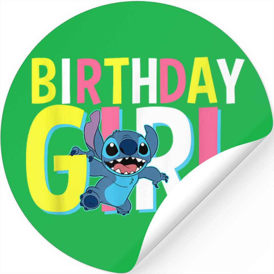 Disney Lilo & Stitch Birthday Girl Cute Stitch Text Logo Stickers | ID ...