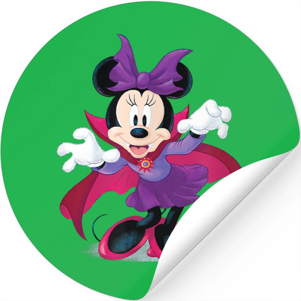 Kelly green 2" x 2" Disney Halloween Minnie Mouse Vampire Stickers