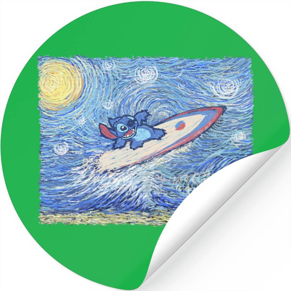 Disney Lilo Stitch Van Gogh Stitch Vintage Surf Panel Stickers | ID ...