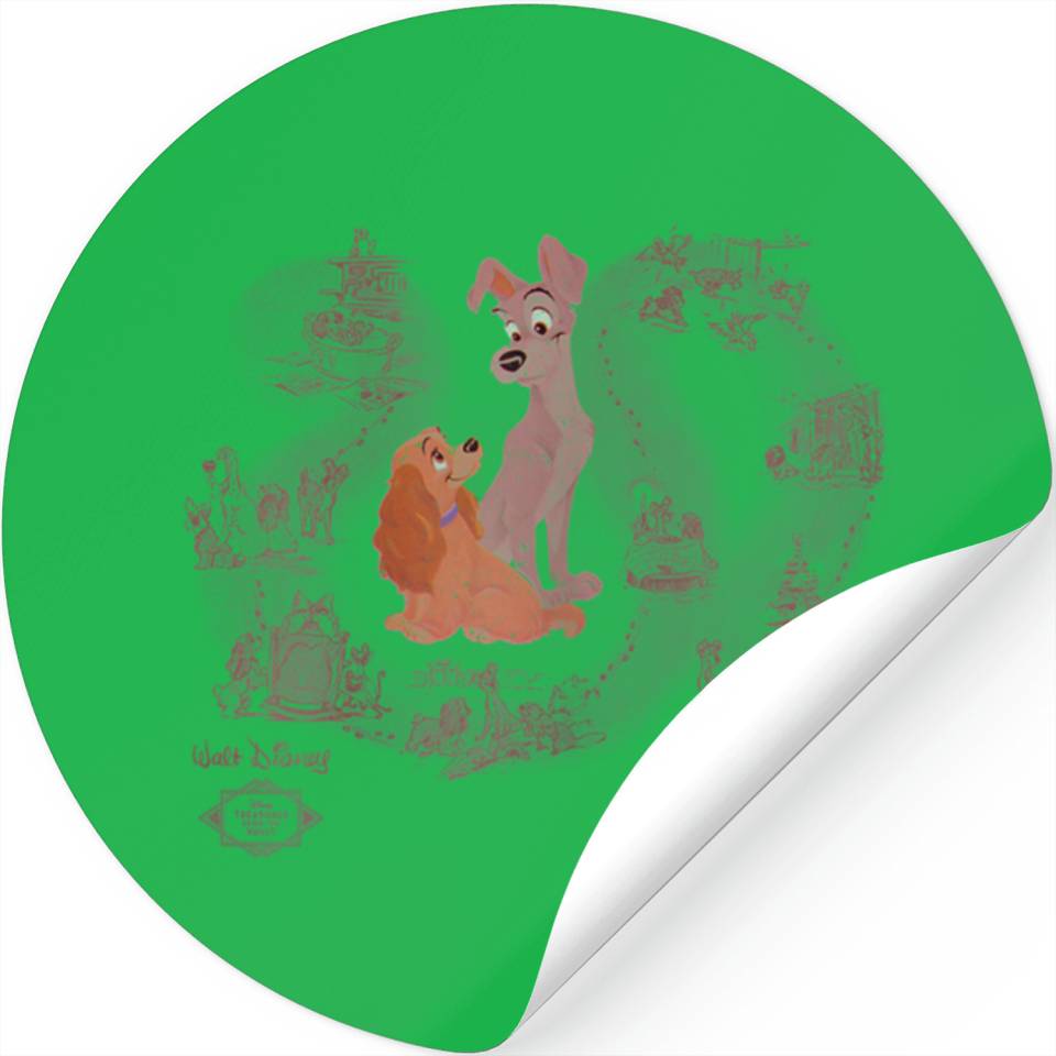 Disneyss Lady And The Tramp Retro Vintages Art Distressed Stickers | ID ...