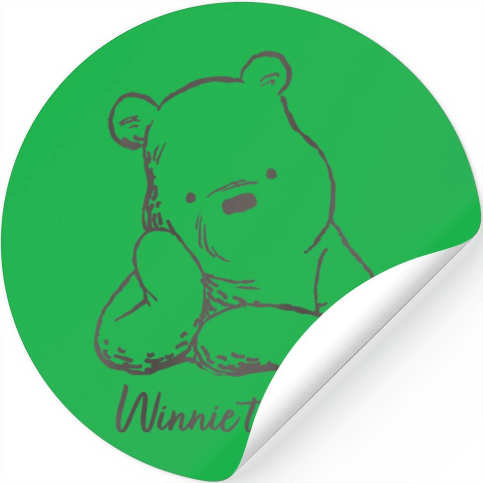 Disneyss Winnie The Pooh Cute Pooh Pose Outline Big Chest Logo Stickers ...