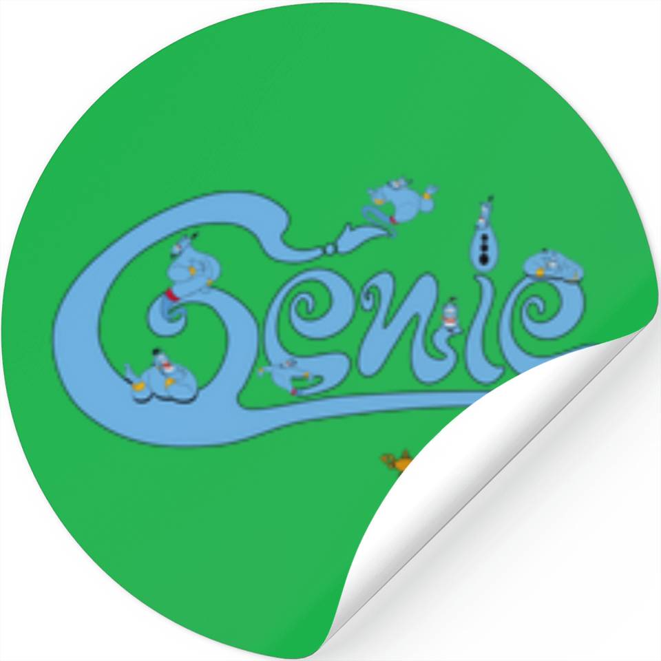 Disneyss Aladdin Genie Different Expressions Chest Text Logo Stickers ...