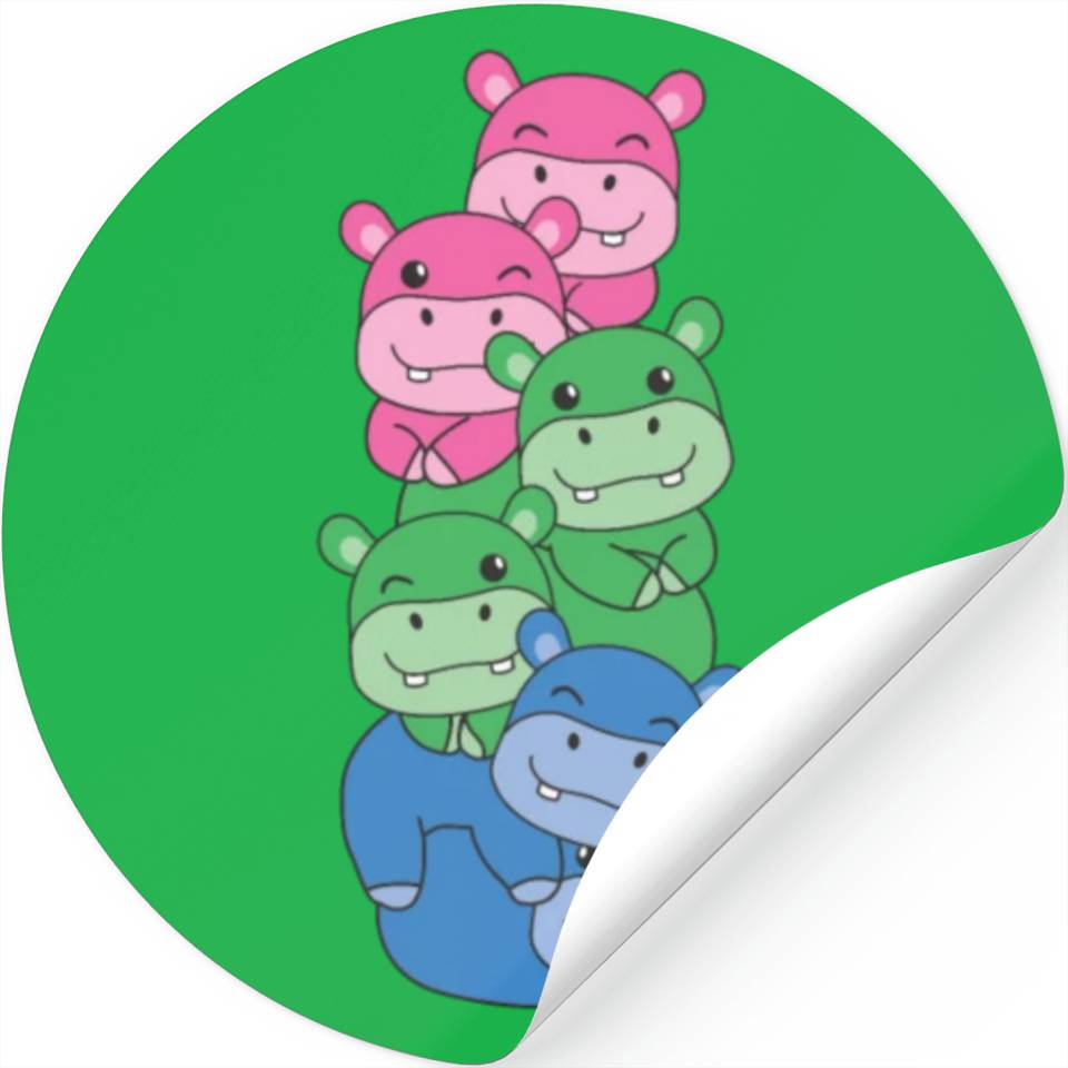 Polysexual Flag Pride Lgbtq Cute Hippo Stickers | ID 61275947 by Camila ...