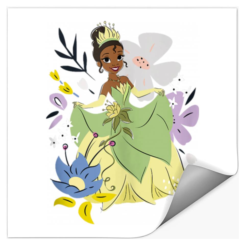 WHITE 2" x 2" Disneyss The Princess And The Frog Tiana Cute Floral ...