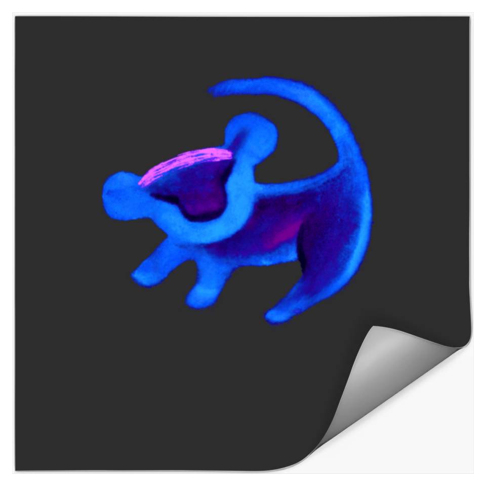 2" x 2" Black Disney The Lion King Simba Cave Painting Blue Hu Stickers
