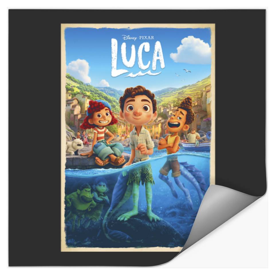 WHITE 2" x 2" Disney Pixar Luca Movie Poster Stickers