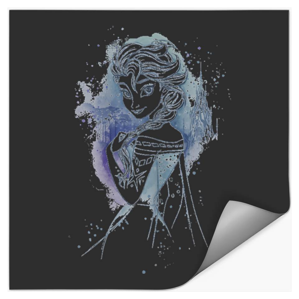 2" x 2" WHITE Disneyss Frozen Elsa Ice Queen Attitude Watercolor Poster ...