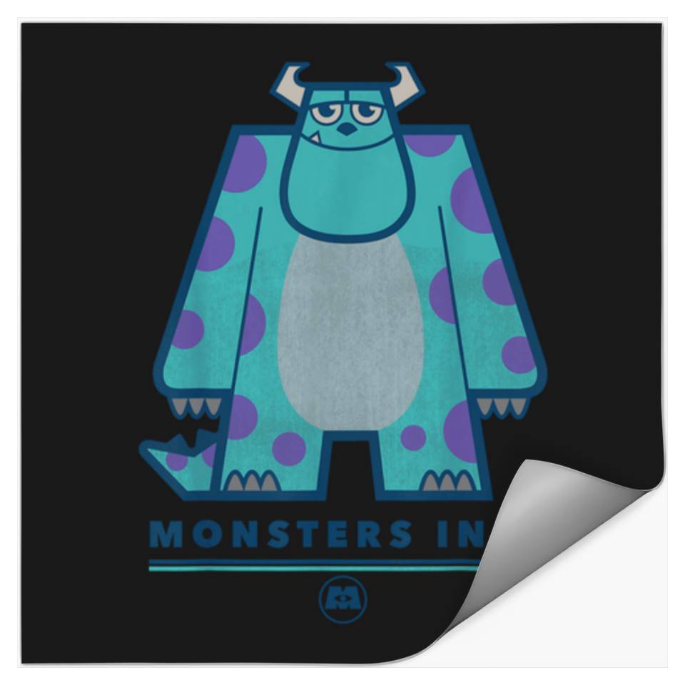 2" x 2" Black Disney Pixar Monsters Inc Sully Portrait Stickers