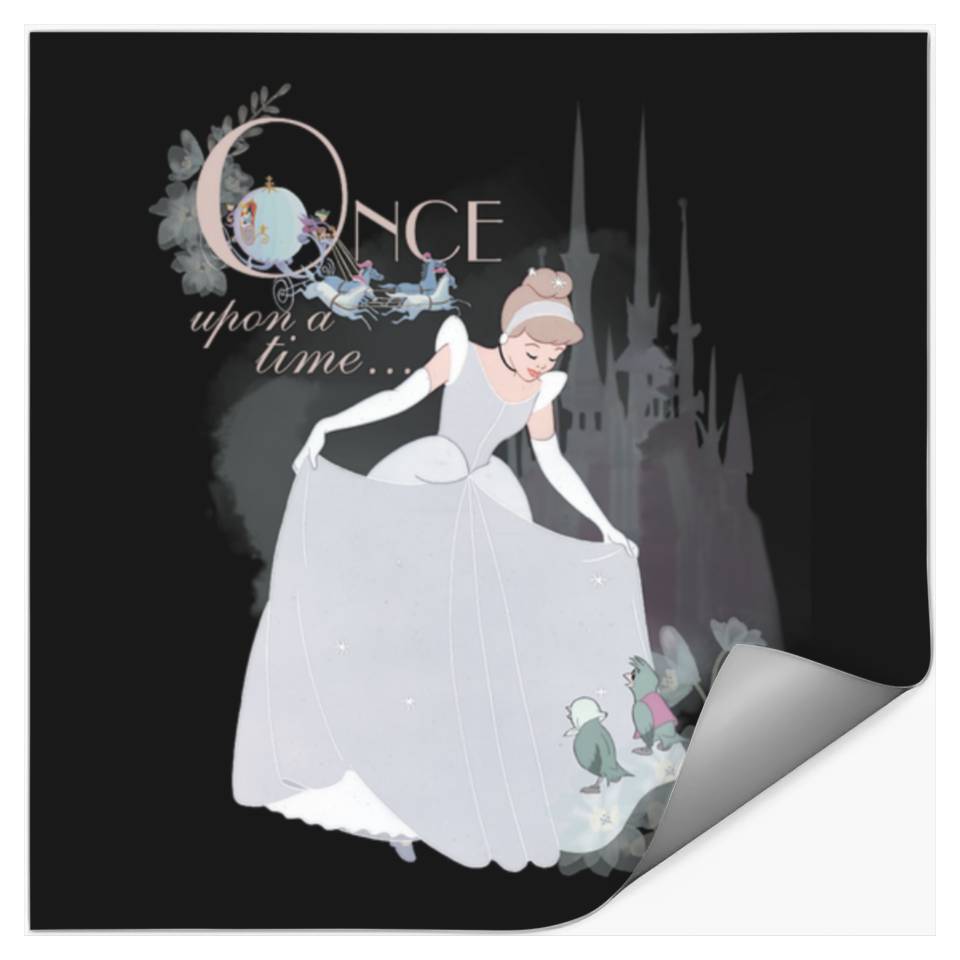 2" x 2" Black Disney Princess Cinde Vintage Once Upon a Time Stickers