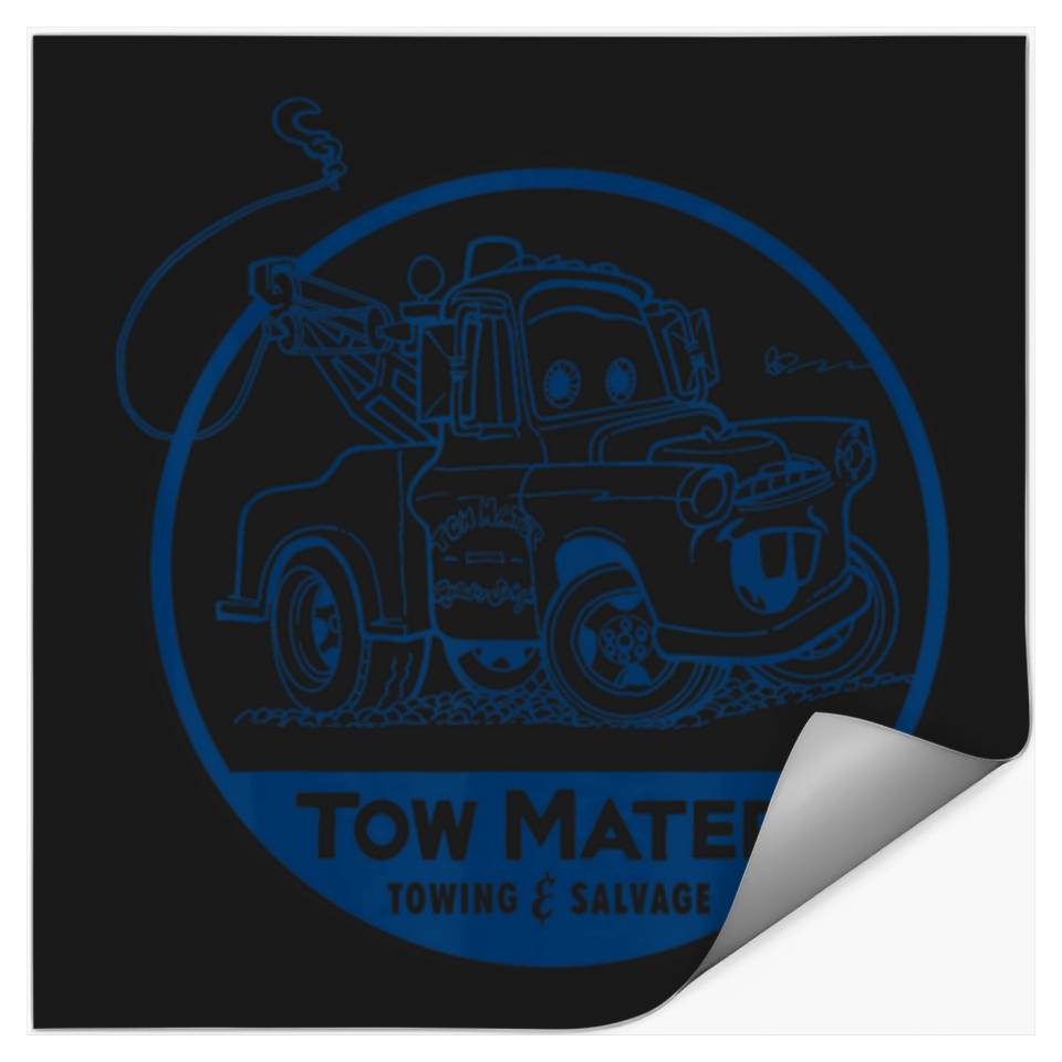 2" x 2" Black Disney Pixar Cars Tow Mater Salvage Vintage Sket Stickers